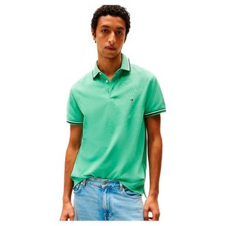 Tommy Hilfiger Herren Poloshirt MW0MW39993, Slim Fit, Saison, Gr&uuml;n, Gr&ouml;&szlig;e L, Gr&uuml;n (Fort Green), L