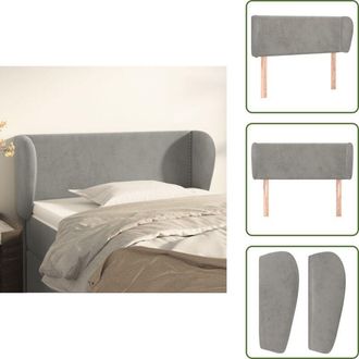vidaXL Kopfteil mit Ohren Hellgrau 83x23x78/88 cm Samt - Samt Kopfteil - Bettkopfteil Grau - Betthaupt Hellgrau - Kopfendell - Polsterbettkopfteil