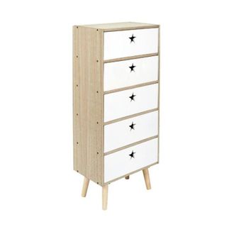 Paris Prix Chiffonnier Enfant Star 91cm Blanc & Beige
