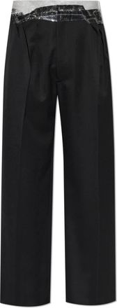 Maison Margiela Homme, Pantalons, Noir, Taille: M Taped Wool Pantalons