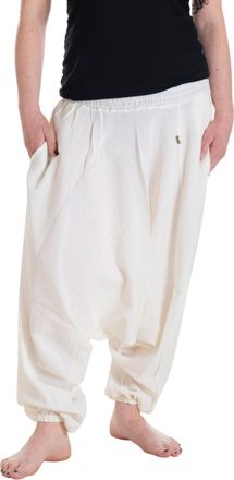 vishes Alternative Bekleidung - Lange Unisex Baumwoll Haremshose Schlupfhose Einfarbig Einheitsgr&ouml;&szlig;e 34-46 Weiss