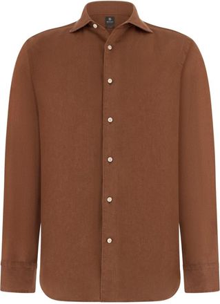 Boggi Milano Homme, Chemises, Orange, Taille: S Chemise en lin coupe droite