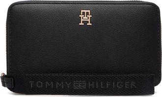 Tommy Hilfiger Geldb&ouml;rse Tommy Hilfiger Th Logotape Compact Zip Around AW0AW18699 Schwarz