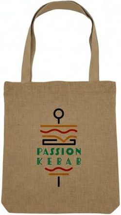 Fabulous Sac Shopping Tote Bag Aspect Lin - Passion Kebab Street Food Turquie - Sac de Courses Toile Epaisse 360g Beige Naturel Cabas Port&eacute; Epaule Solide Impri