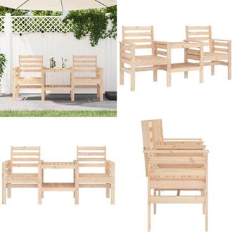 vidaXL Vidaxl - Gartenbank mit Tisch 2-Sitzer Massivholz Kiefer - Gartenbank - Holz Gartenbank - Kieferngartenbank - Outdoor Bank - Gartenmöbeln - Home &