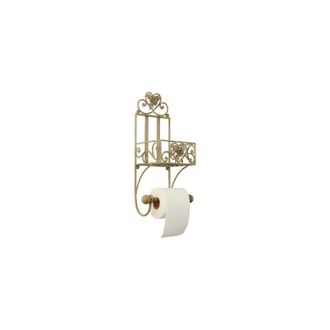 Wadiga D&eacute;rouleur papier toilette en m&eacute;tal beige avec &eacute;tag&egrave;re 20x15x43cm