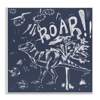 Stupell Industries Sketchy Roar Dinosaurier-Wandschild, Design von HUE and MI und Sangita, 30,5 x 30,5 cm