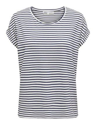 Only ONLMOSTER JRS Noos Stripe S/S O-Neck Top, Cloud Dancer/Stripes : Naval Academy, XL