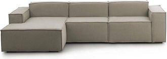 Dmora Festes Sofa Dflori, Modulares 3-Sitzer-Sofa mit linker Halbinsel, 100% Made in Italy, Modernes Sofa aus Stoff, Cm 300x170h70, Turteltaube - Dmora