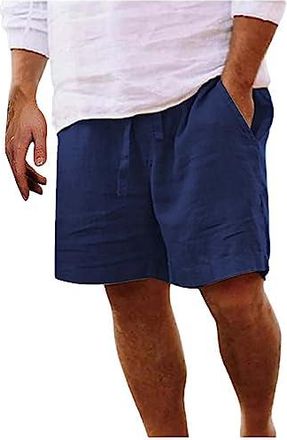 Generic riou Pantlaoncini pour homme dété lin en coton, pantalon court pour homme, sport décontracté, léger et confortable, couleur untia, short pour homme, é