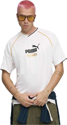 Puma King T-Shirt f&uuml;r Herren, V-Ausschnitt (Puma Wei&szlig;)