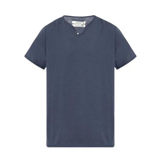 Zadig&Voltaire T-shirt Henley Monastir - Homme - Tops - Bleu - Taille: 2XL