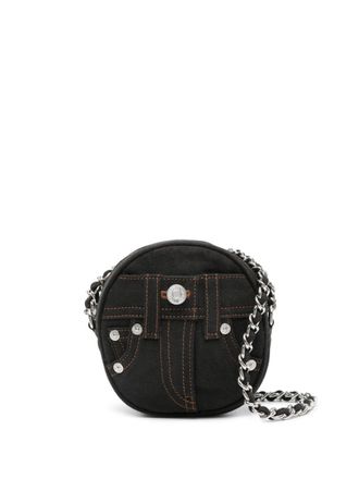Moschino sac porté épaule en jean à coutures contrastantes - Noir
