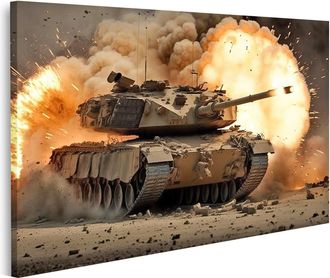 Islandburner Bild auf Leinwand Moderner Panzer Explodiert Rakete Treffer Schlacht Schweres gepanzertes Fahrzeug Bilder Wandbilder Poster JAWO-1K
