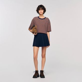 Sandro Gestreiftes T-Shirt mit Strass