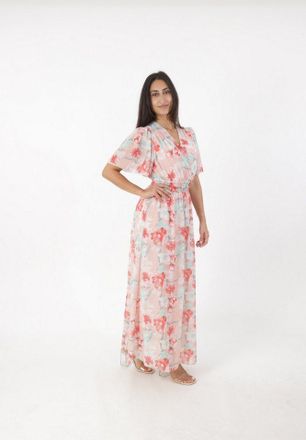 Elara Maxikleid Damen Maxikleid aus Chiffon mit floralem Blumenmuster und V-Auschnitt