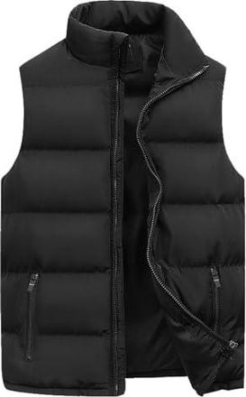 Generic Gilet dhiver pour homme - Gilet dext&eacute;rieur 3XL sans col - Gilet de sport avec fermeture &eacute;clair - Veste dhiver en coton - Couleur unie - Gilet matelass