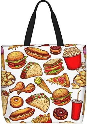 Generic Sac Fourre-Tout Sandwichs Et Tacos - Motifs Géométriques Abstraits Sac À Dos De Grande Capacité Personnaliser Sacs À Main, Pour Burea, École, Femmes, 