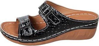 Generic Pantoufles de bain pour femme - Style r&eacute;tro Car Line - Creux - Respirantes - T&ecirc;te ronde - Fond &eacute;pais - Confortables - Grandes sandales, Noir, 41 EU