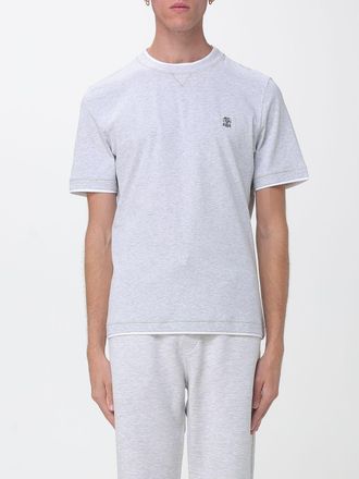 Brunello Cucinelli T-shirt en coton coupe slim avec logo et bords contrastants