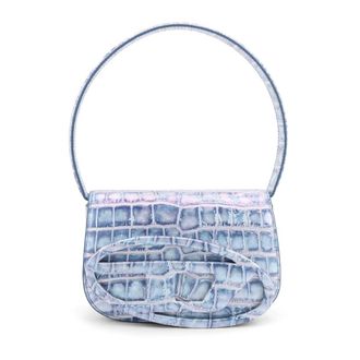 Diesel Femme, Sacs, Bleu, Taille: ONE Size Sac bandouli&egrave;re en cuir m&eacute;tallis&eacute; bleu