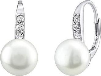 Silvego LPSP0639 - Boucles dOreilles - Argent 925/1000 - avec Perle Blanche Véritable et Zircones