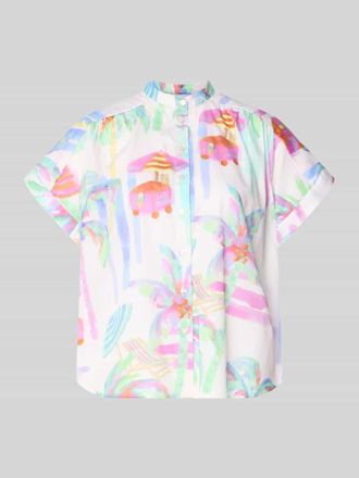 Milano Regular Fit Bluse im Allover-Look mit Stehkragen