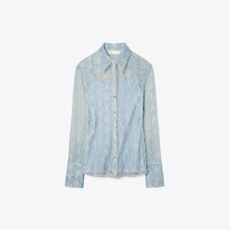 Tory Burch Fil-Coup&eacute;-Hemd mit Chantilly-Spitze