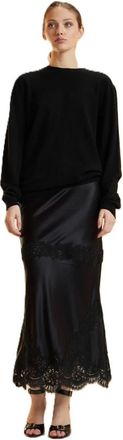 Cynthia Rowley Femme, Jupes, Noir, Taille: 38 FR Satin Lace Skirt