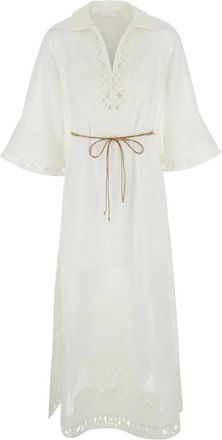 Zimmermann Femme, Robes, Blanc, Taille: 36 FR Robe longue Indra brod&eacute;e
