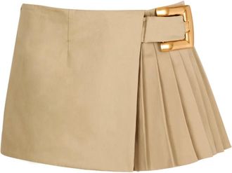 Balmain Femme, Jupes, Beige, Taille: 40 FR Jupe courte en gabardine avec d&eacute;tail de ceinture