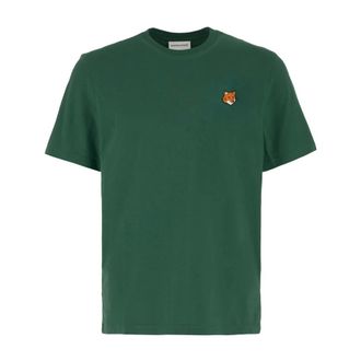 Maison Kitsun&eacute; Fox Head Regular Tee - - Tops - Herren - Gr&uuml;n - L