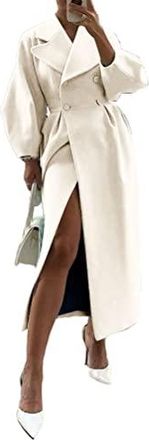 Onsoyours Manteaux Femme Mode Chaud Manches Longues Trench Coat Léger Veste Parkas Blouson Casual Classique Cardigan Overcoat Automne Hiver Jacket A Blanc S