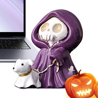 Generic Statue Reaper - Renapers Walking Dog, lustige Reaper Figuren | niedliche Spazierhunde-Statuen, niedliche Halloween-Figur für Kamin,, Kamin