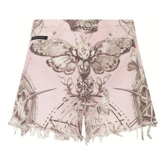 Philipp Plein Madeira Fit Shorts Butterfly Tattoo - - Shorts - Damen - Rosa - W26