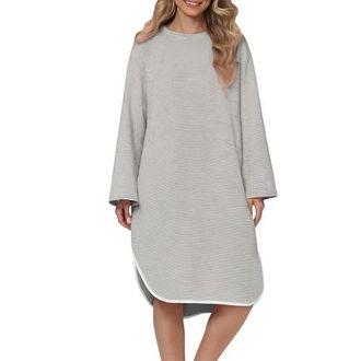 Generic Pyjama pour femme - Manteau dintérieur épais et chaud - Longue chemise de nuit douce - Col rond - Manches longues - Combinaison thermique confortable 