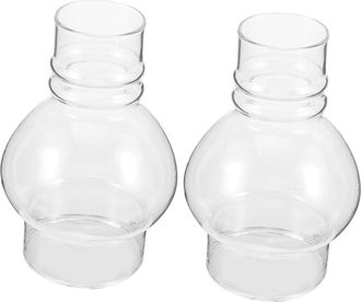SOLUSTRE 2 Stück Teiliges Rundes Lampenglas Ersatzglas für Petroleumlampe Langlebiger Stabiler Lampenschirm Vintage Öllampe mit Sicherer Passform für Nostalgis