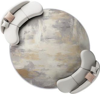 Generic 120 cm Tapis Rond en Laine synth&eacute;tique - Motif Vintage Antique Rustique antid&eacute;rapant Lavable Tapis pour Chambre denfant Salle &agrave; Manger Salle de Jeux B