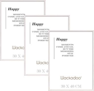 Wackadoo Bilderrahmen 30x40 wei&szlig; 3er Set Fotowand Fotorahmen mit Glasscheibe f&uuml;r Poster Picture frame Holz aus MDF