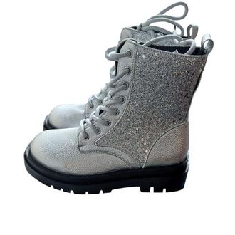 Generic Bottines &agrave; paillettes &eacute;l&eacute;gantes pour femme - Bout rond - R&eacute;tro - Talon bas &eacute;pais - Antid&eacute;rapantes - Coupe large - &Agrave; lacets - Pour f&ecirc;te en plein air, A