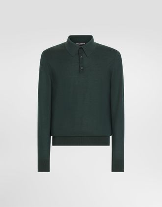 Dolce & Gabbana Strick-poloshirt Aus Kaschmir - Mann Strickwaren Gr&uuml;n 44