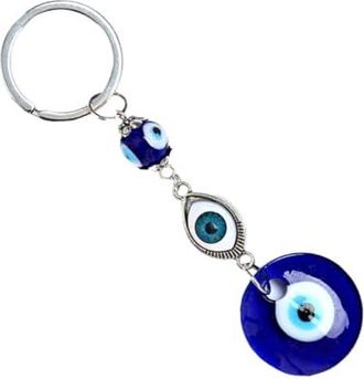 BESTONZON Porte-Cl&eacute;s OEil Turc Bleu 3 MM en Alliage et Verre Pendentif D&eacute;coratif Ethnique Chic pour Paquet &agrave; Dos Accessoire Multifonctionnel pour Femme D&eacute;corati