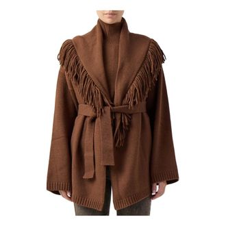 Federica Tosi Cardigan &agrave; franges - Femme - Pulls - Brun - Taille: 38 FR