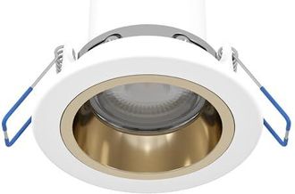 Eglo Einbaustrahler Yebra, &Oslash; 8,7 cm, Deckenspot Badezimmer dimmbar, Bad Deckenstrahler aus Kunststoff in Wei&szlig;, dekorativer Ring in Silber/Gold, warmwei&szlig; - 