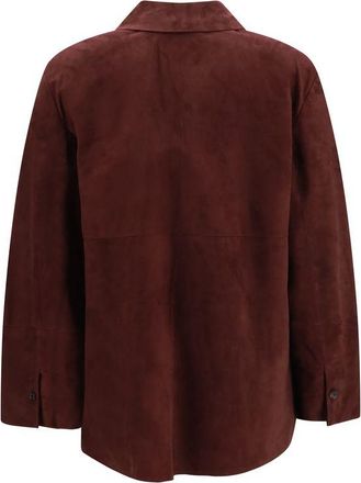 Max Mara Womens Bordeaux Lamb Ovis Aries Leather Jacket Clothing