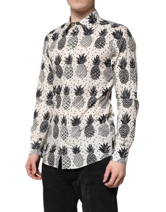 Dolce & Gabbana Pineapple Print Cotton Shirt - White