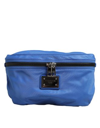 Dolce & Gabbana Mens Logo-Plaque Nylon Belt Bag Blue