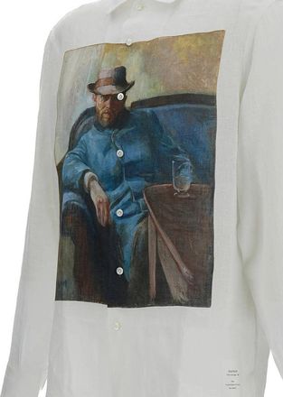 Junya Watanabe Graphic Print Linen Shirt - White