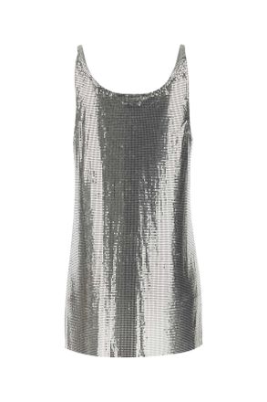 Paco Rabanne Womens Silver Metal Knit Top Exterior: Aluminium Maglie Sweater