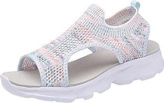 Generic Sandales en maille respirante pour femme - Chaussures de marche légères - Sandales de sport tendance à bout ouvert avec semelle rembourrée antidérapan